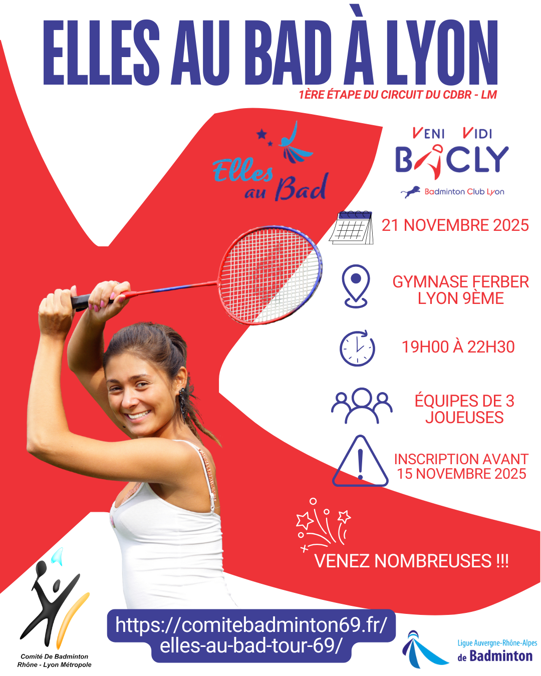1ère étape du circuit « ELLES AU BAD » le 21 novembre à Lyon 9ème – Bacly